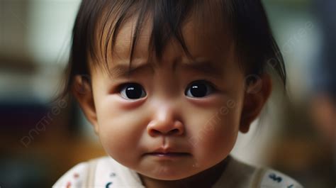 Fundo Bebê Fofo Olha Para Você Com Uma Cara Triste Fundo Rosto De