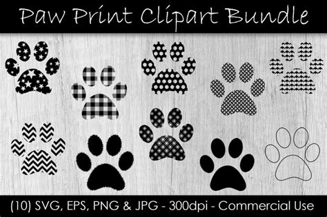 Paw Print Svg Clipart Bundle Paw Print Clip Art By Gjsart Thehungryjpeg