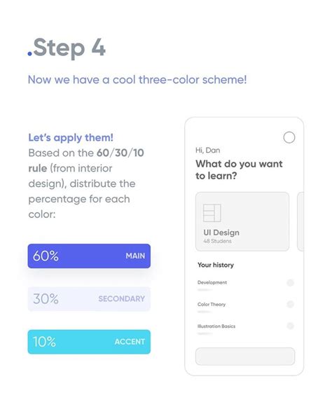 how to create color schemes for your ui design using the 60 30 10