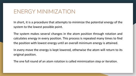 Energy Minimization Methods Molecular Modeling Pptx Chemistry