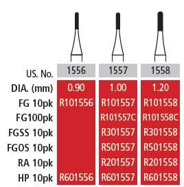Alpen FG 1557 SL Surgical Length Round End Cross Cut Fissure Carbide