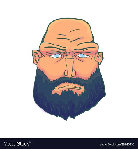 Cartoon Brutal Man Face With Beard Royalty Free Vector Image