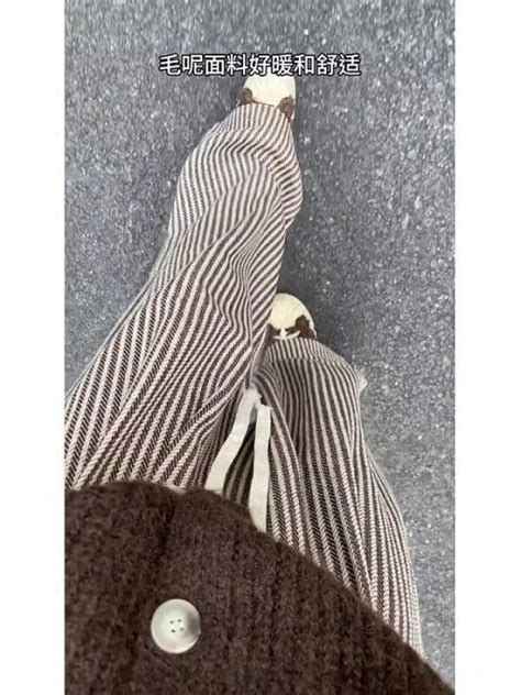 快閃 360 豎條紋毛呢褲女 秋冬2023新款高腰垂感闊腿褲毛呢棉褲【tv27229】台北薇安 Yahoo奇摩拍賣