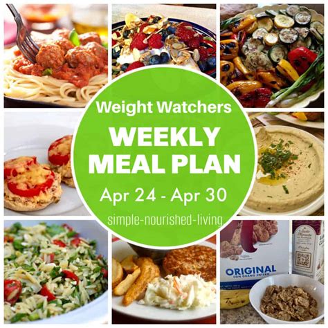 Weight Watchers Weekly Meal Plan Apr 24 Apr 30