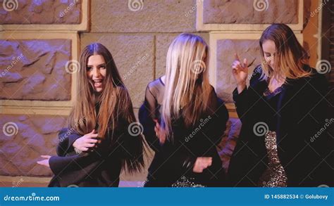 Party Night Drunk Girls Dancing Street Celebration Stock Footage