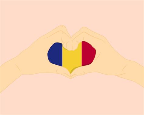 Bandeira Da Roménia Com Duas Mãos Forma De Coração Expressar Amor Ou