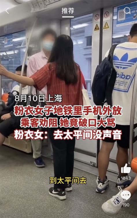 一女子在地铁内手机外放声音乘客劝阻遭辱骂到太平间去 浦江头条 澎湃新闻 The Paper