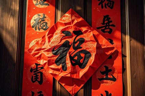 摄影图AI数字艺术 写着福字的红包贴在门框上的春联旁福字春节实景摄影图 AI图片免费下载 4096像素 编号71160543 千图网