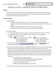 Genetics Lab 3 Exercise 2 Pdf COURSE BIOL3001 GENETICS LABORATORY 3