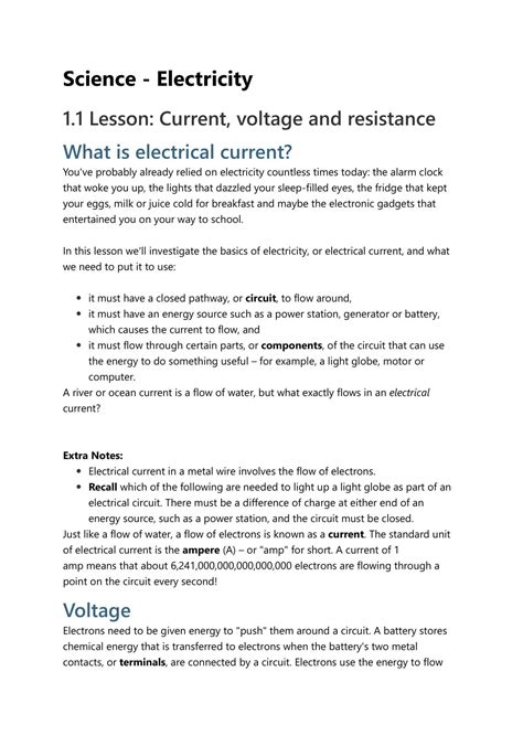 Electricity Notes Physics Year 11 Hsc Thinkswap