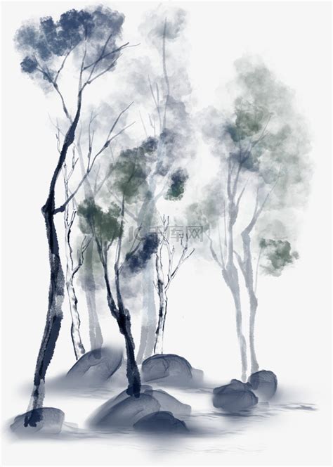 水墨山林森林素材图片免费下载 千库网