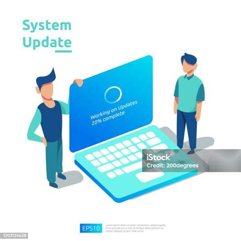 운영 시스템의 진행 상황 개념을 업데이트하고 데이터 동기화 프로세스 및 설치 프로그램을 업데이트합니다 일러스트 웹 방문 페이지 템플릿 배너 프리젠 테이션 Ui 포스터 광고