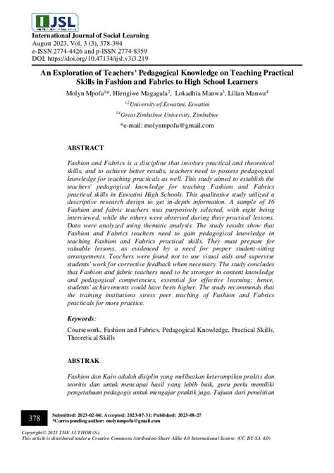 pdf an exploration of teachers pedagogical knowledge on teaching