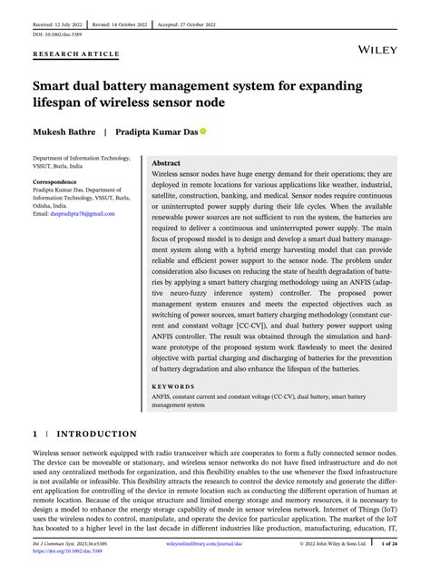 Smart Dual Battery Management System For Expanding Lifespan Of Wireless Sensor Node Request Pdf