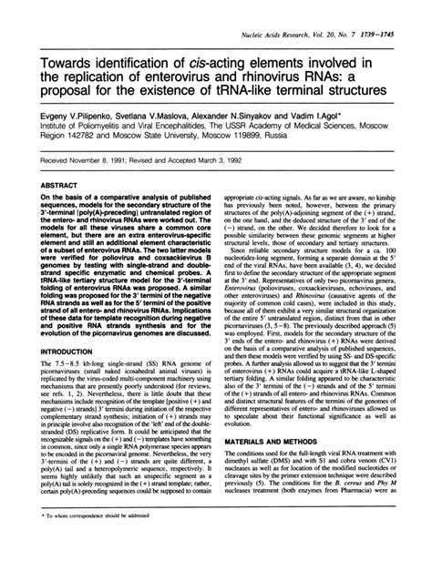Pdf Towards Identification Of Cis Acting Elements Involved In The