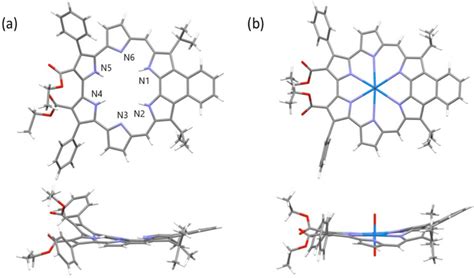 X Ray Structures Of A The Free Base 3 And B The Uranyl Complex 7 As