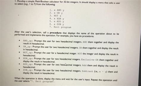 Solved 1 Develop A Simple Mathboolean Calculator For
