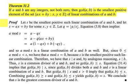 Number Theory Question On Proof Of Gcdab Is The Smallest