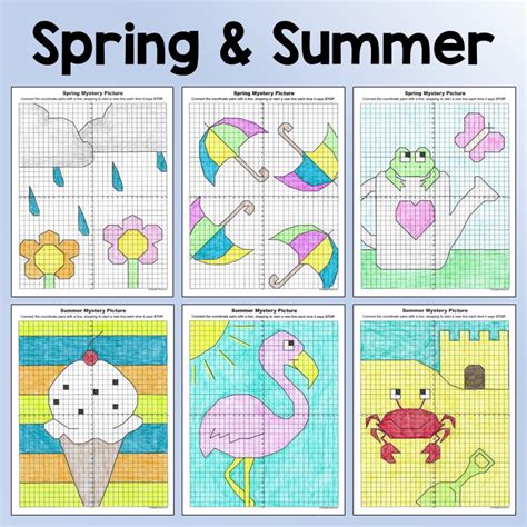 SEASONS BUNDLE Four Quadrant Coordinate Plane Graphing Pictures Made