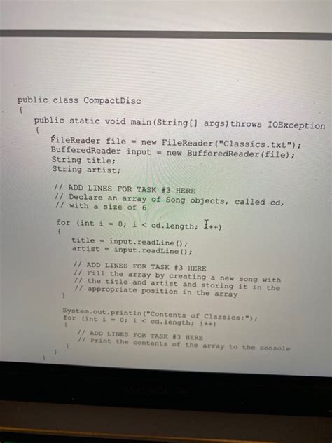 Solved Task Arrays Of Objects Copy The Files Song Java Chegg