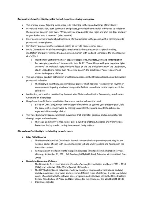 Religion And Peace In Christianity Summary Pdf Christianity Religion And Spirituality