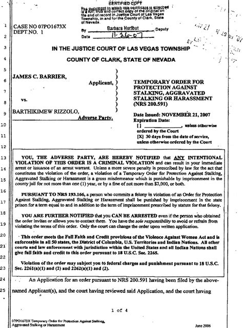 Fake Restraining Order Template