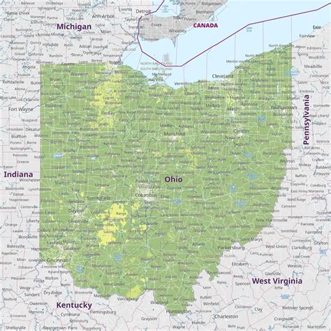 Mapa Político Físico De Ohio En Los Estados Unidos Vector Premium