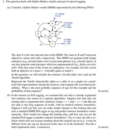 Solved 3 This Question Deals With Hidden Markov Models And