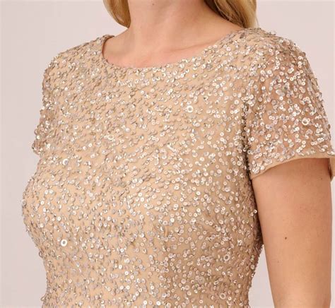 Plus Size Scoop Back Sequin Gown In Champagne Sequin Gown Gowns Sequins