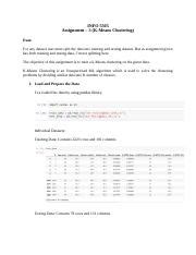 KMeans Clustering ASSIGNMENT Docx INFO Assignment K Means Clustering Data For Any