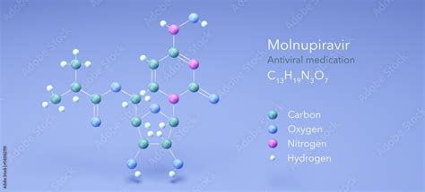 Molecule Molnupiravir Molecular Structures Antiviral Medication 3d