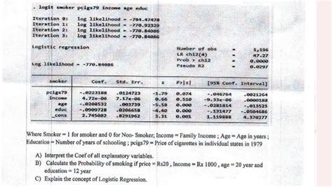 Solved Consider The Following Logistic Regression Modellogit