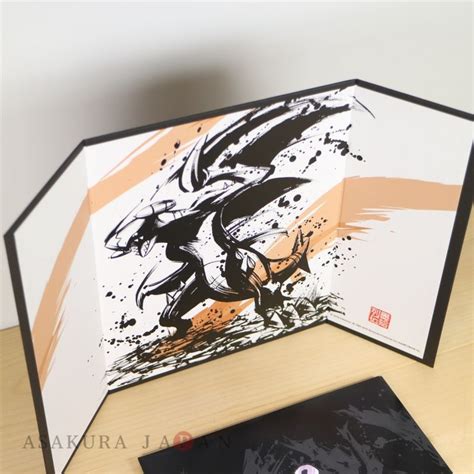 Pokemon Center 2019 Sumi E Retsuden Mini Byobu Folding Screen Garchomp