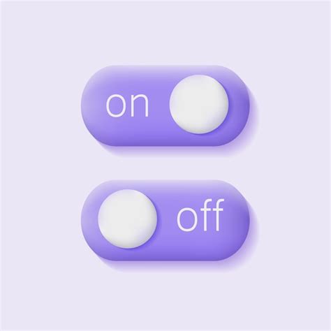 Premium Vector D On And Off Toggle Button Purple Slide Bar Icon Unlock And Lock