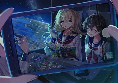 动漫女孩壁纸 空间 照相机 校服 行星壁纸从uaha 图片来自fonwall
