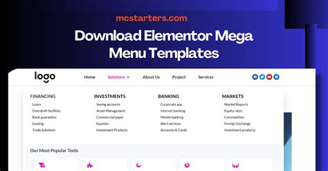 Elementor Mega Menu Templates Download Now Mc Starters