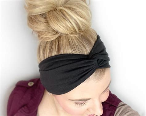 Black Turban Headband Boho Headband Twist Turban Headband For Women