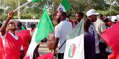 Protesting Nlc Tuc Block Entrance To Abuja Airport Disrupt Flights