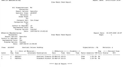 Item Where Used Gui Report Oracle Apps Community