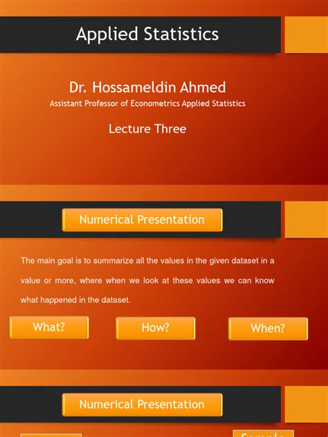 Lecture 3 Numerical Presenation Pdf Median Mode Statistics