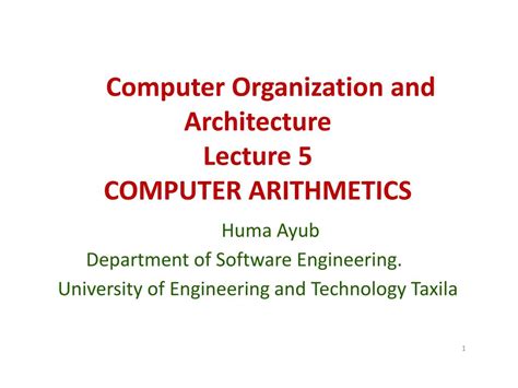 PPT Computer Organization And Architecture Lecture COMPUTER ARITHMETICS PowerPoint