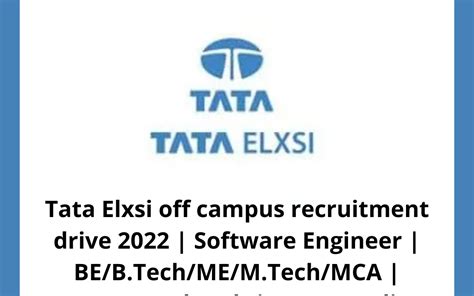 Tata Elxsi Off Campus Recruitment Drive 2022 Software Engineer BE B