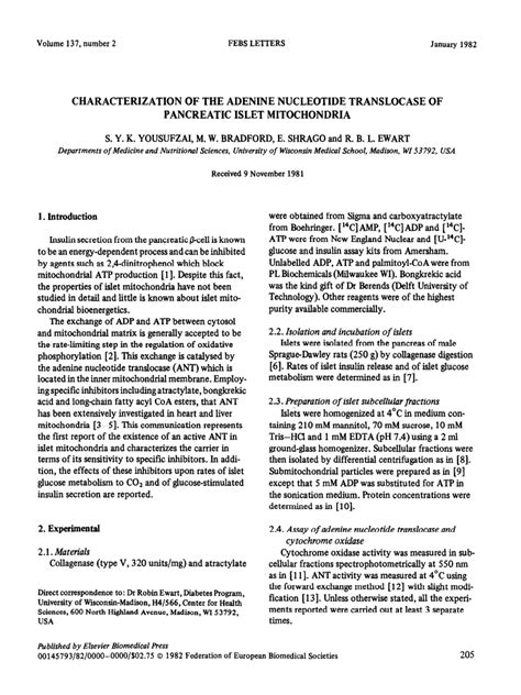 Pdf Characterization Of The Adenine Nucleotide Translocase Of