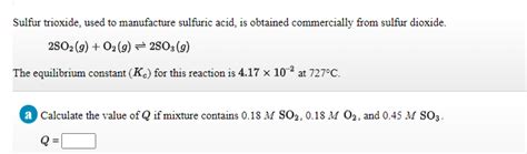 Answered Sulfur Trioxide Used To Manufacture Bartleby