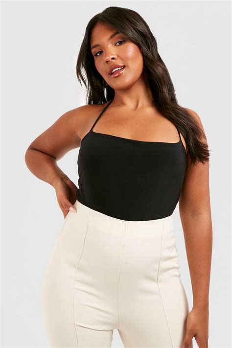 Plus Recycled Double Layer Slinky Bodysuit Boohoo