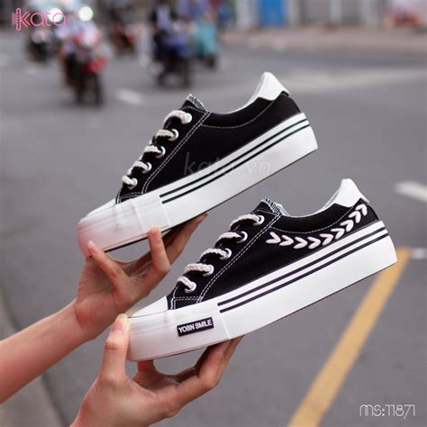 11872 Giày Vải Nữ Giày Thể Thao Thời Trang Giày Dạo Phố Phong Cách
