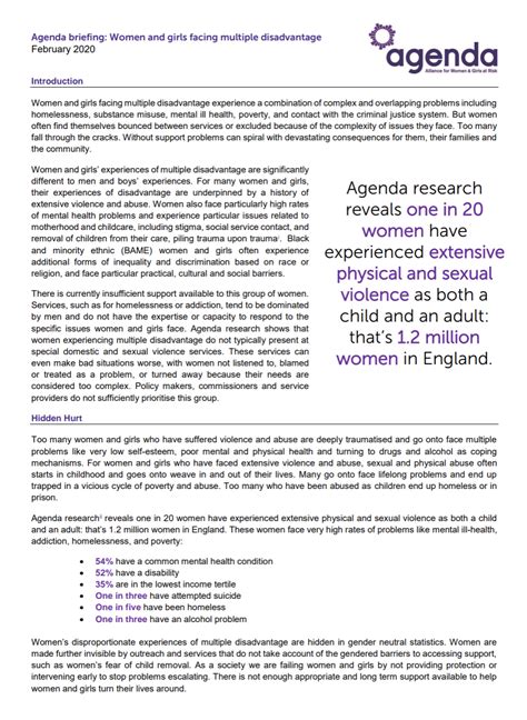 Women And Girls Facing Multiple Disadvantage Criminal Justice Alliance