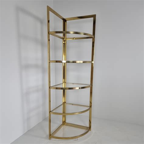 Vintage Brass Corner Etagere Shelf 234077