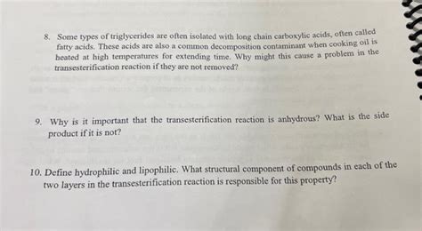 Solved 8 Some Types Of Triglycerides Are Often Isolated