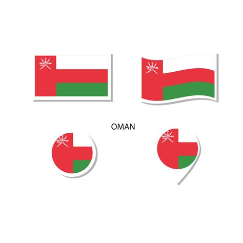 oman flag logo icon set rectangle flat icons circular shape marker